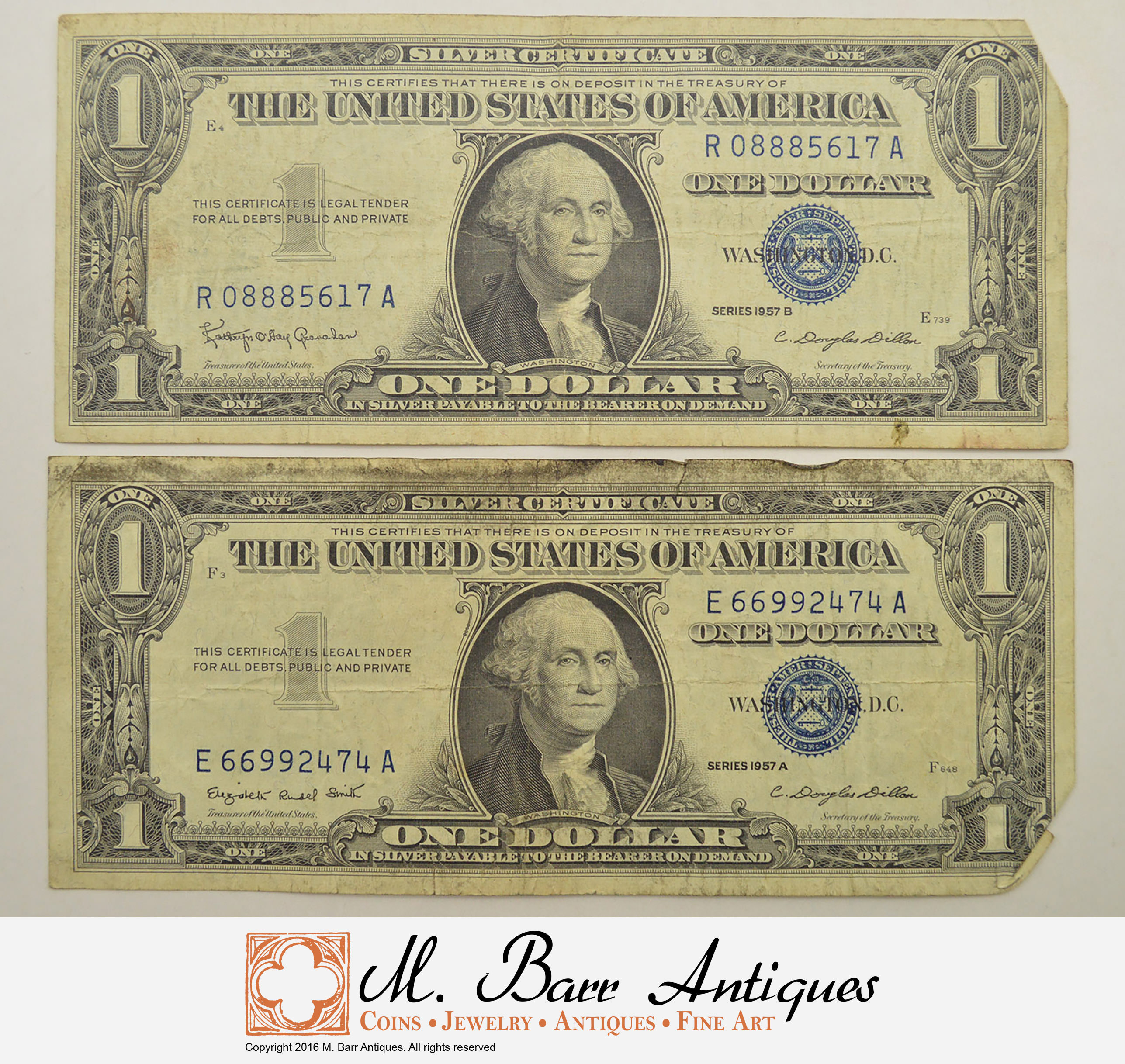 Lot of 1957-A & 1957-B $1.00 Silver Certificate Paper Money | Property Room