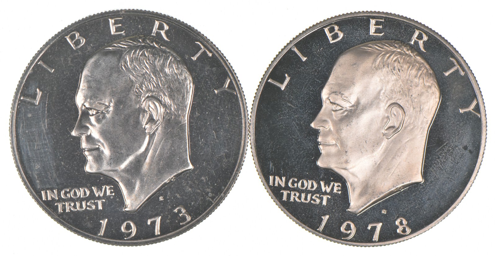 Lot of 2 Deep Cameo - 'S' Mint Marked - Eisenhower Dollars - Proof ...