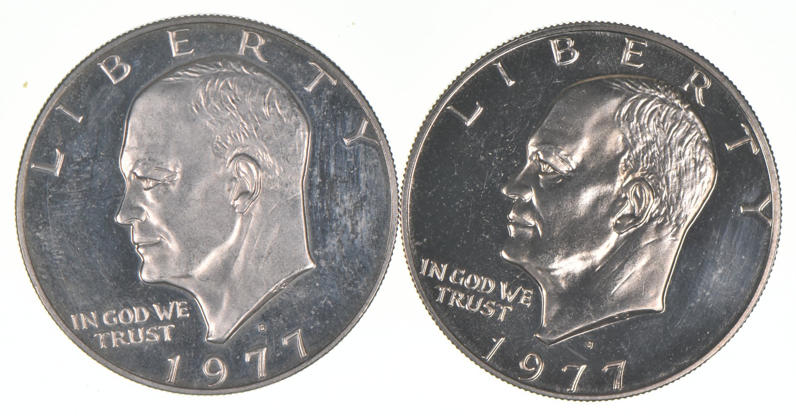Lot of 2 Deep Cameo - 'S' Mint Marked - Eisenhower Dollars - Proof ...