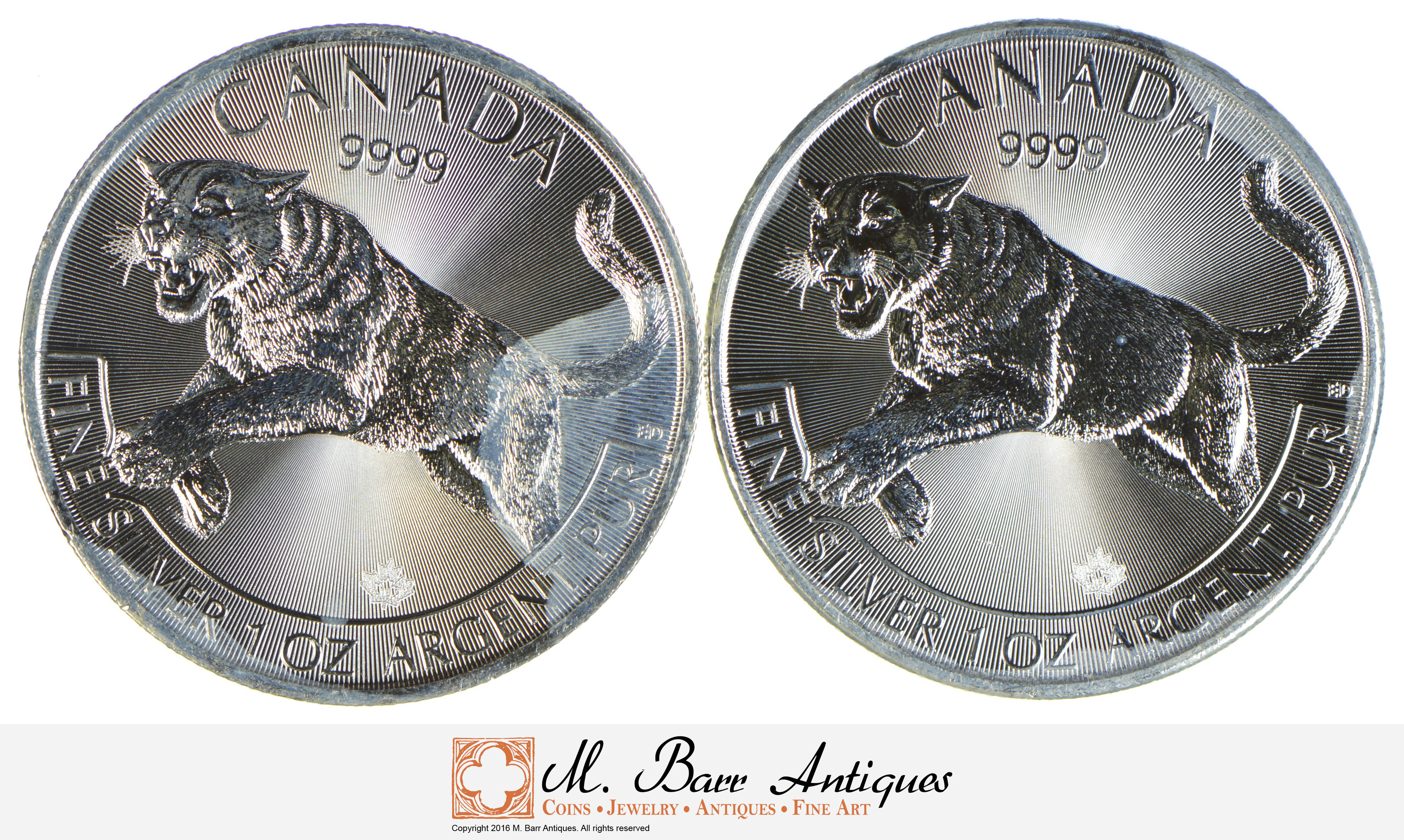 Lot of (2 Pcs) 2016 Canadian Panther 1 Oz .999 Silver Coin - Low ...