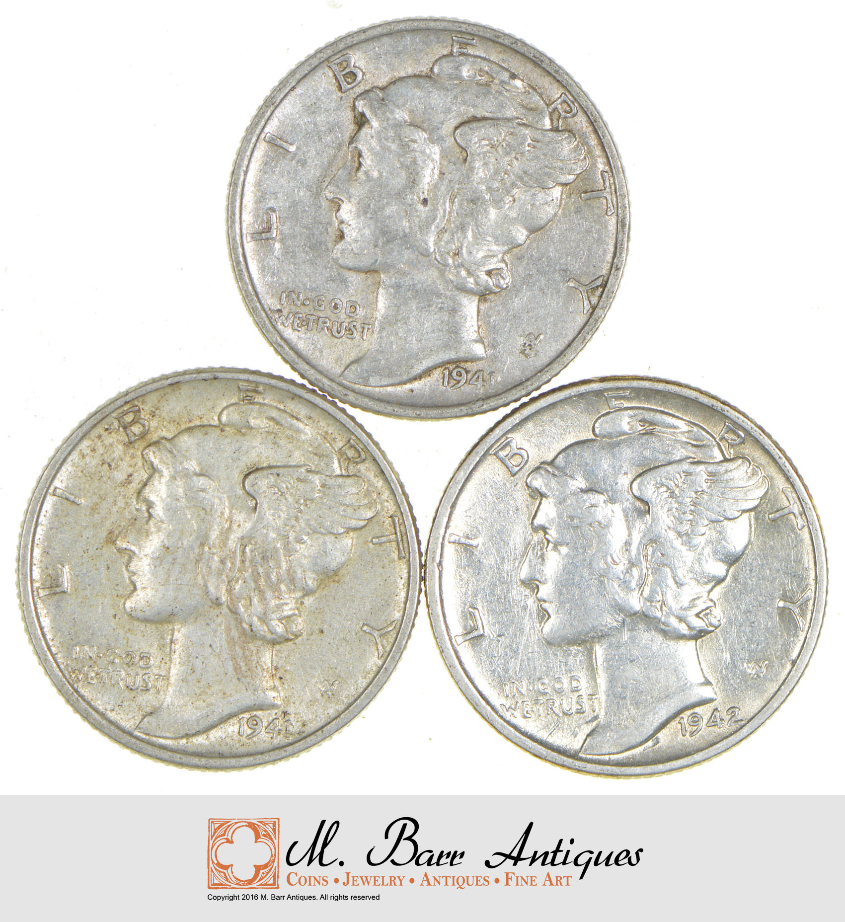 Lot of (3) High Grade Mercury Silver Dimes - WOW 3 For 1 Money ...