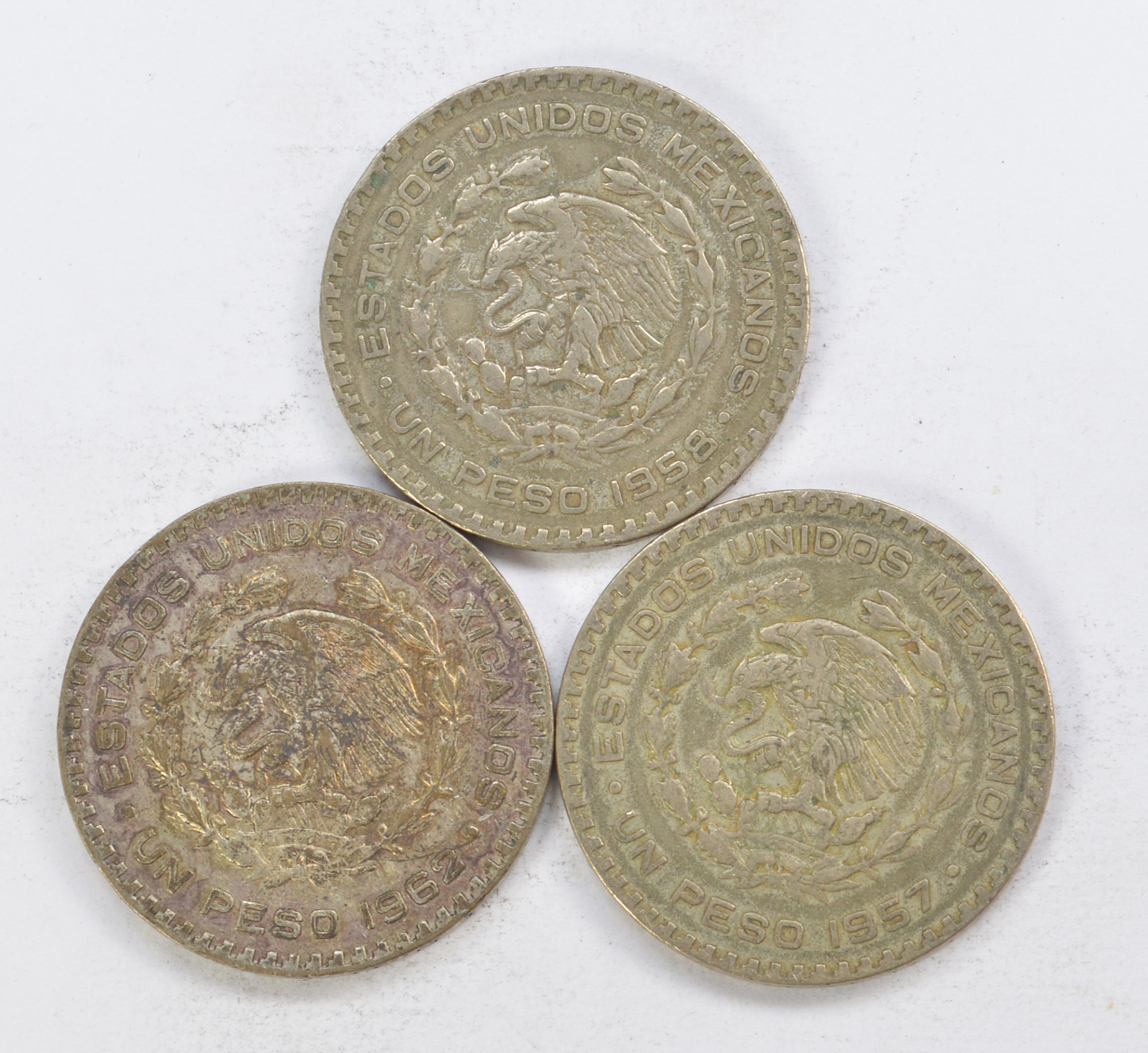 Lot of 3 Mexican Un Peso Silver Coins | Property Room