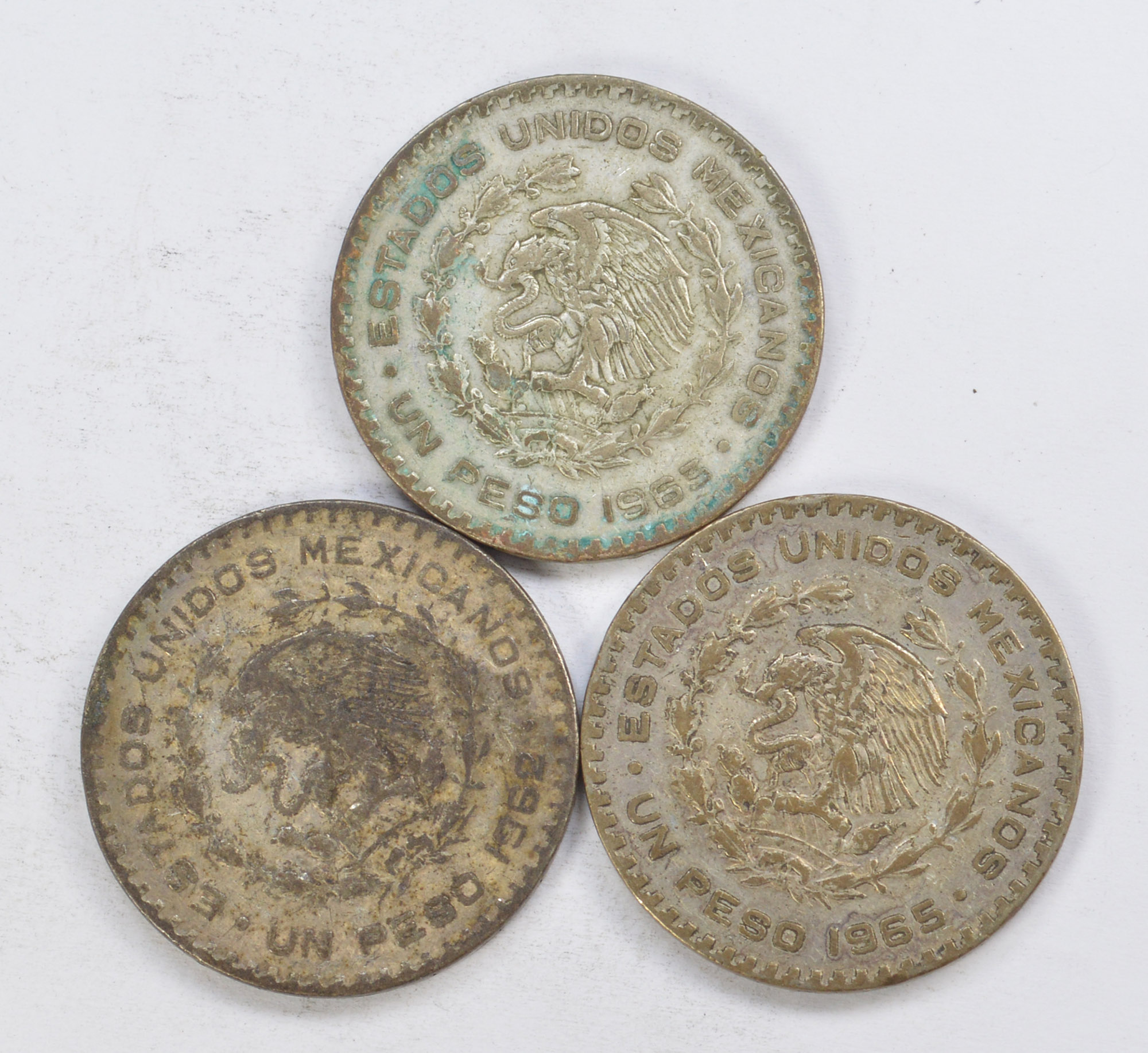 Lot of 3 Mexican Un Peso Silver Coins | Property Room