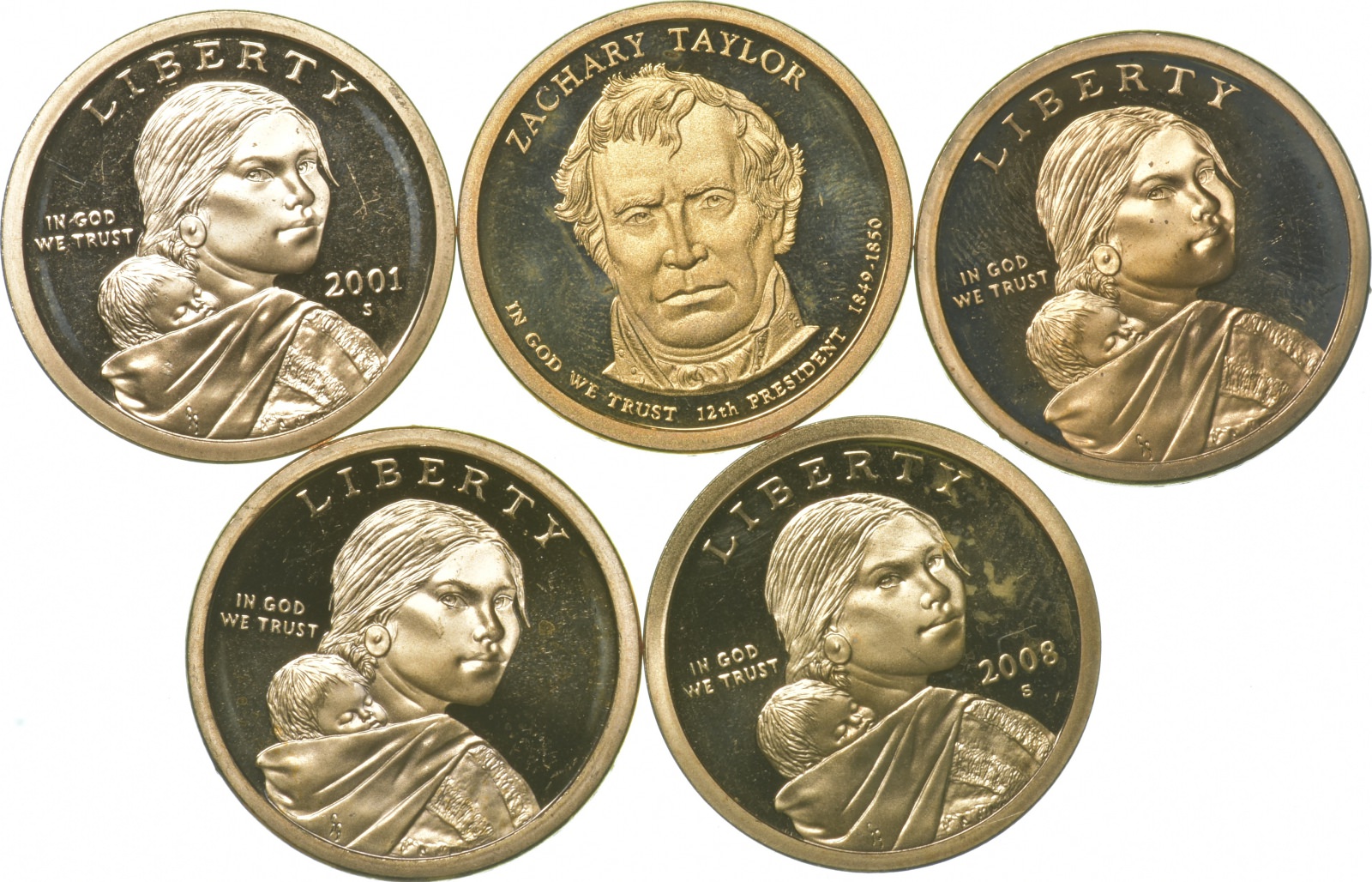 Lot of 5 Gem PROOF - Modern US $1.00 Coins - Made in SAN FRANCISCO ...