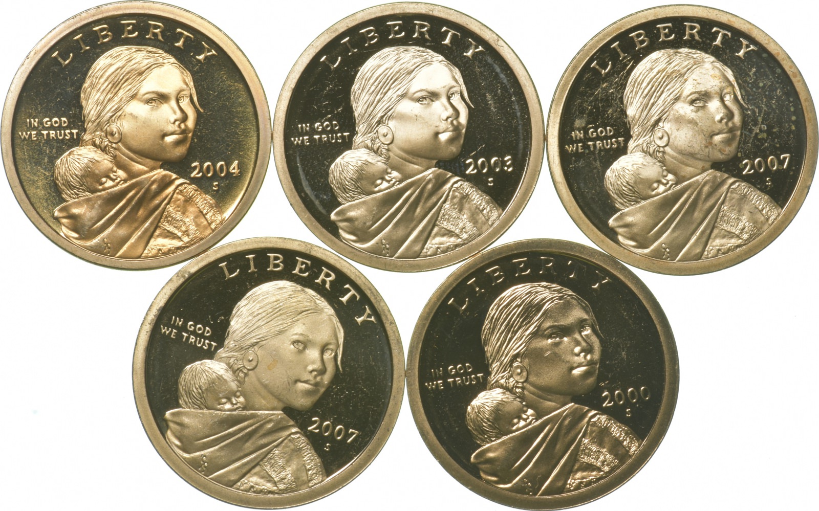 Lot of 5 Gem PROOF - Modern US $1.00 Coins - Made in SAN FRANCISCO ...
