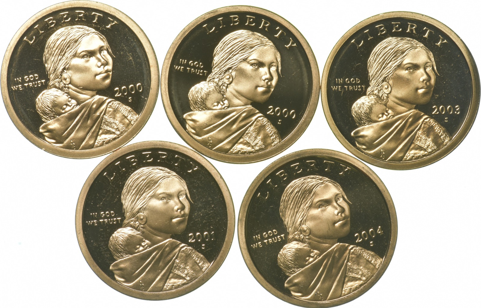 Lot of 5 Gem PROOF - Modern US $1.00 Coins - Made in SAN FRANCISCO ...