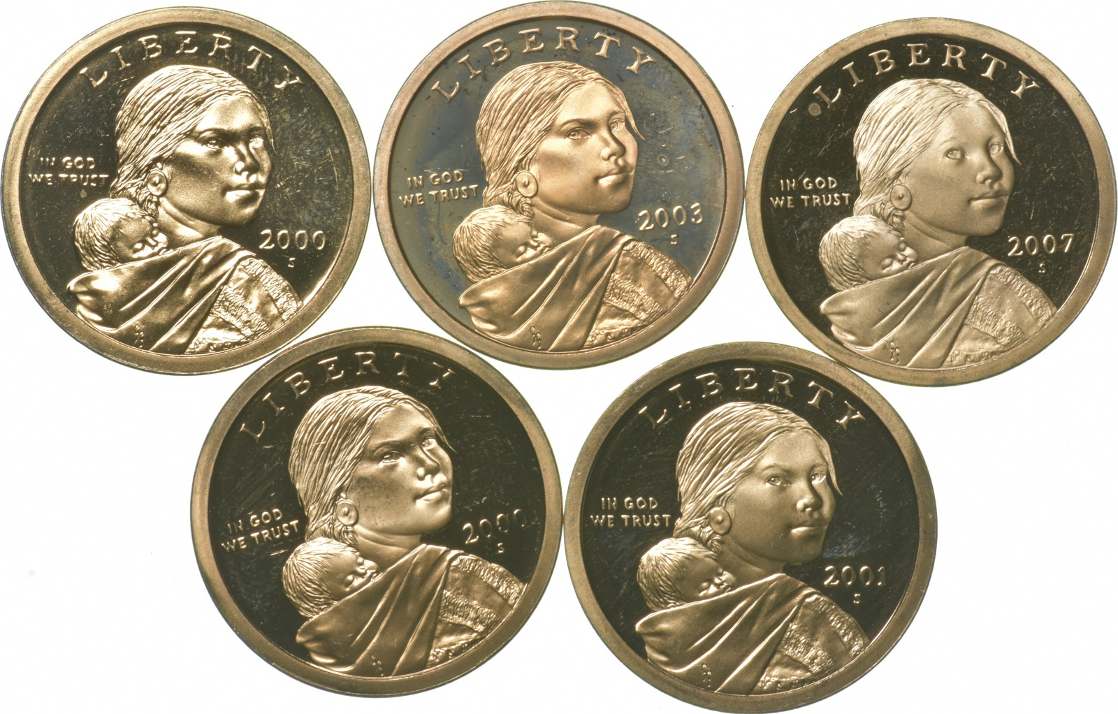 Lot of 5 Gem PROOF - Modern US $1.00 Coins - Made in SAN FRANCISCO ...