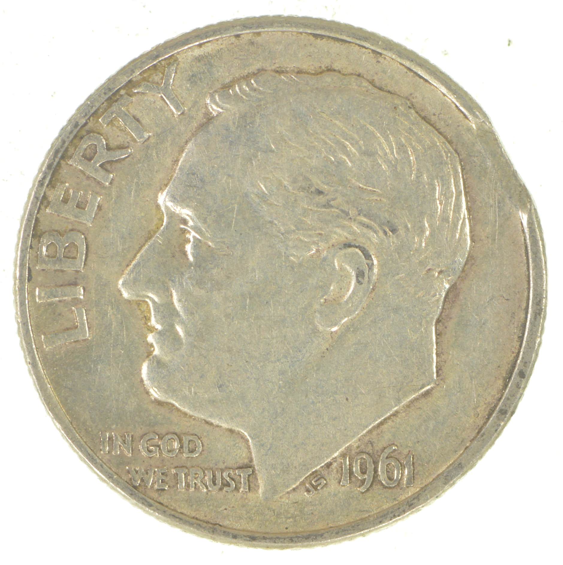Major Error - Clipped Planchet Error - 90% Silver Roosevelt Dime - 1961 ...