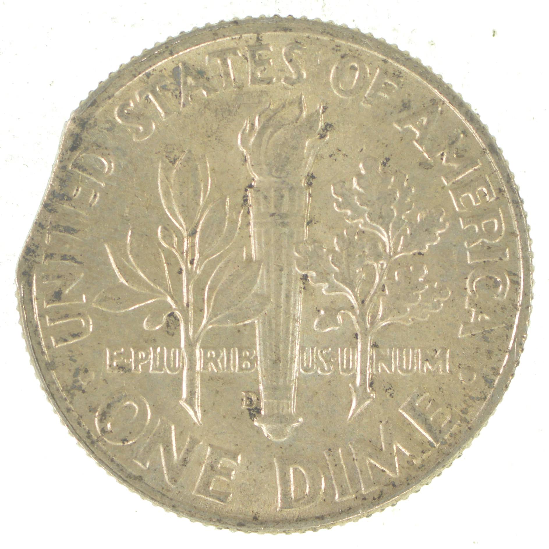 Major Error - Clipped Planchet Error - 90% Silver Roosevelt Dime - 1964 ...