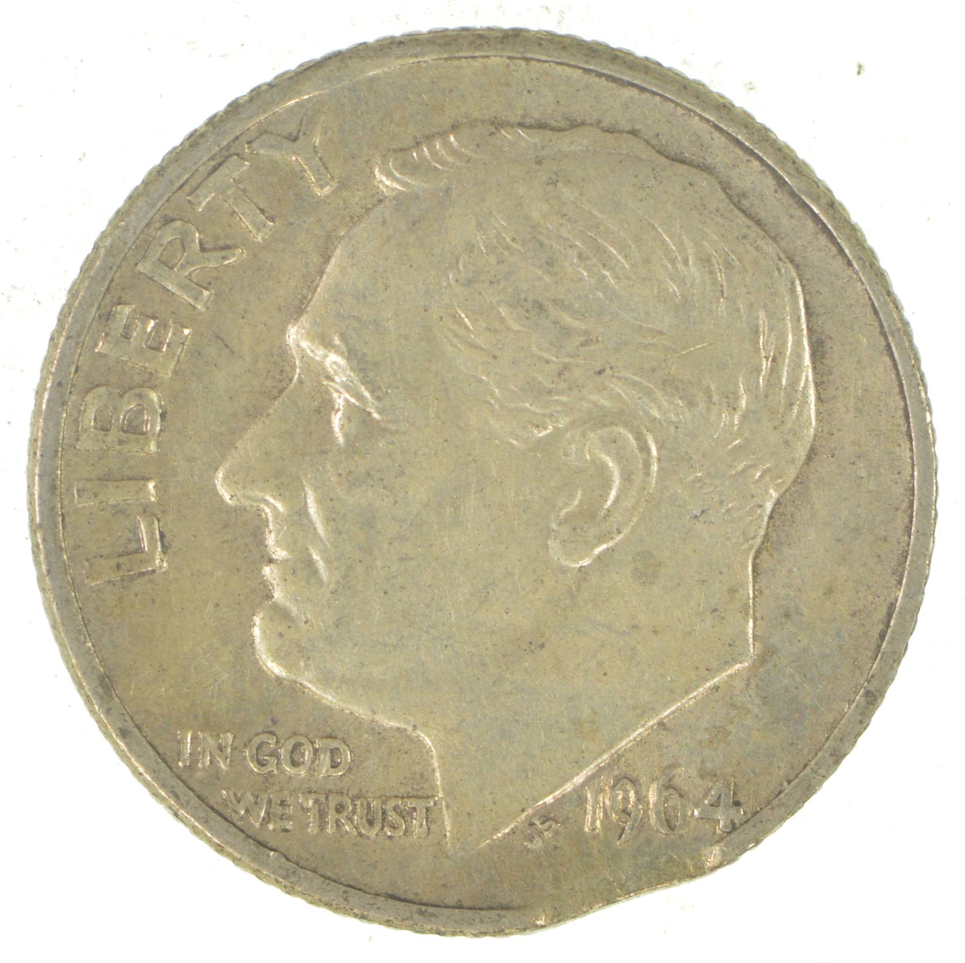 Major Error - Clipped Planchet Error - 90% Silver Roosevelt Dime - 1964 ...