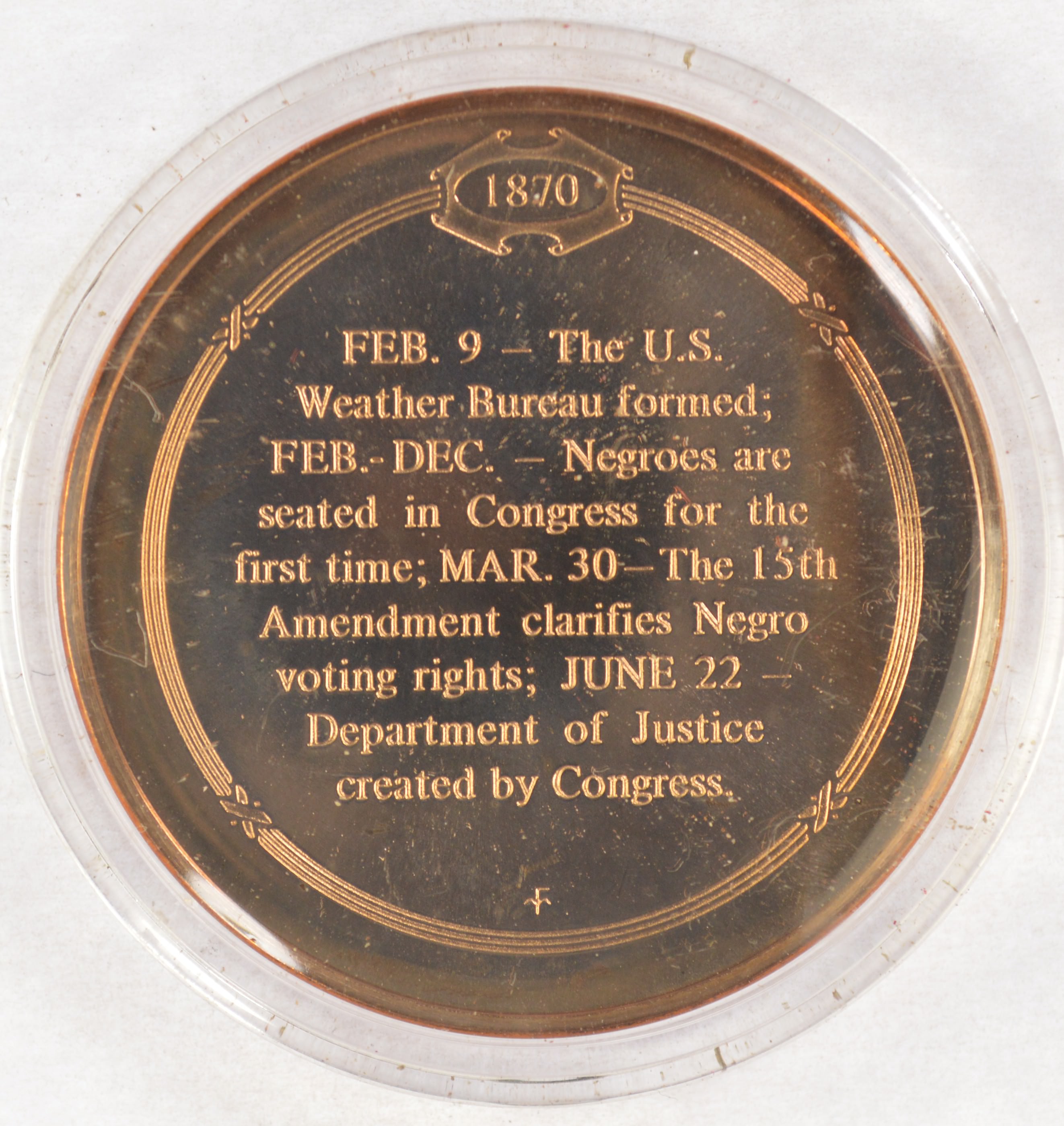 March 30, 1870 15th Amendment Guarantees Right To Vote - Bronze ...
