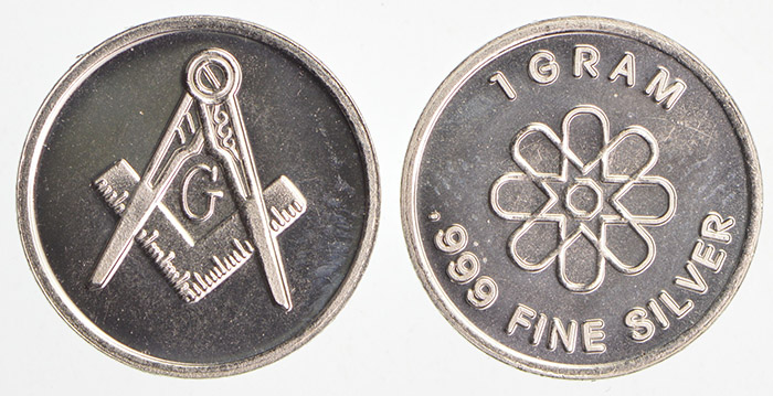 Mason Masonic Symbol - 1 Gram .999 Fine Silver - Custom Designed Silver ...