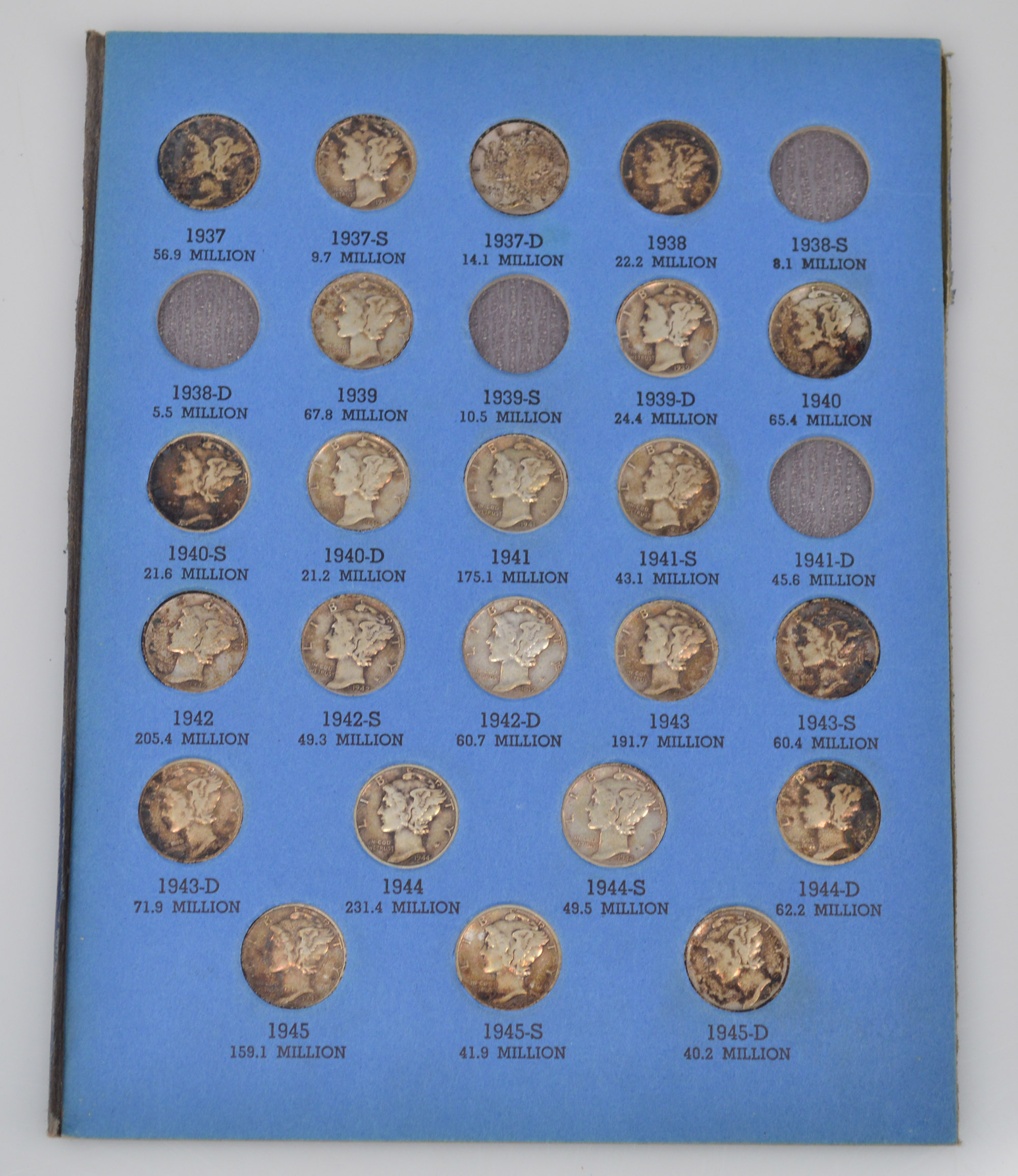 Mercury Silver Dime Collection - All Different Dates - Great Set ...