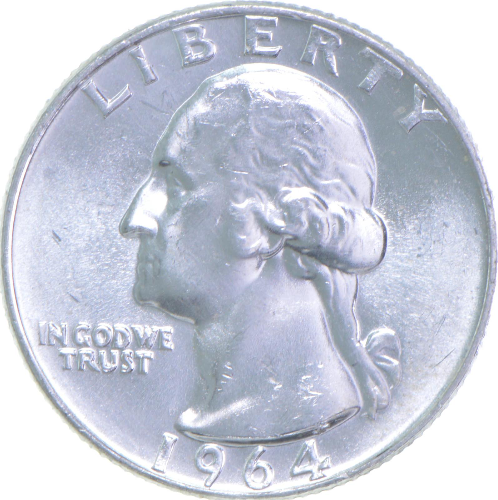 MINT Error - Die Cracks 1964 BU Washington Silver Quarter | Property Room