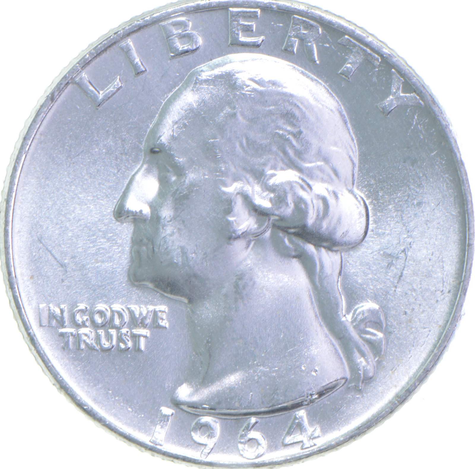 MINT Error - Die Cracks 1964 BU Washington Silver Quarter | Property Room