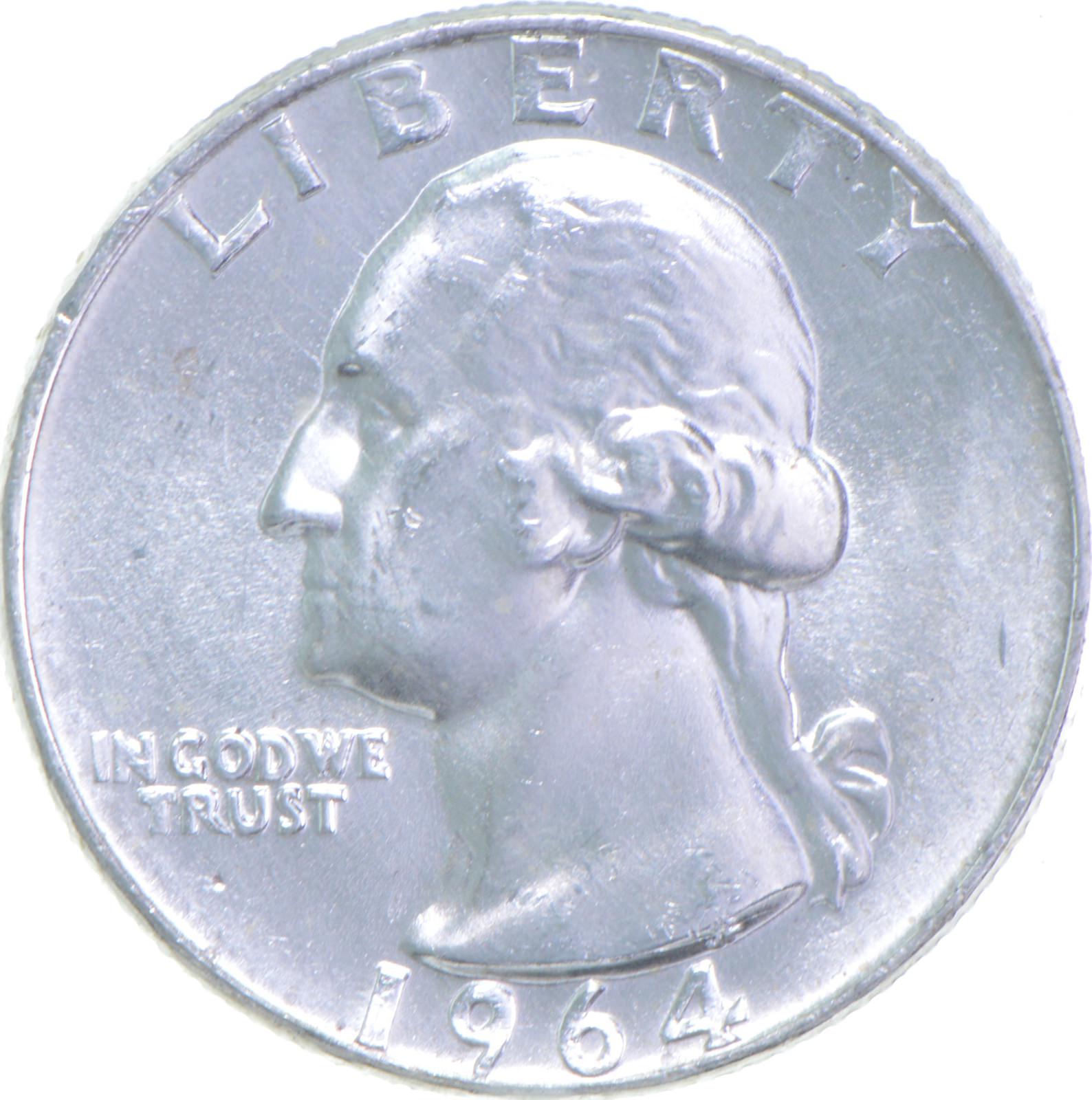 MINT Error - Die Cracks 1964 BU Washington Silver Quarter | Property Room