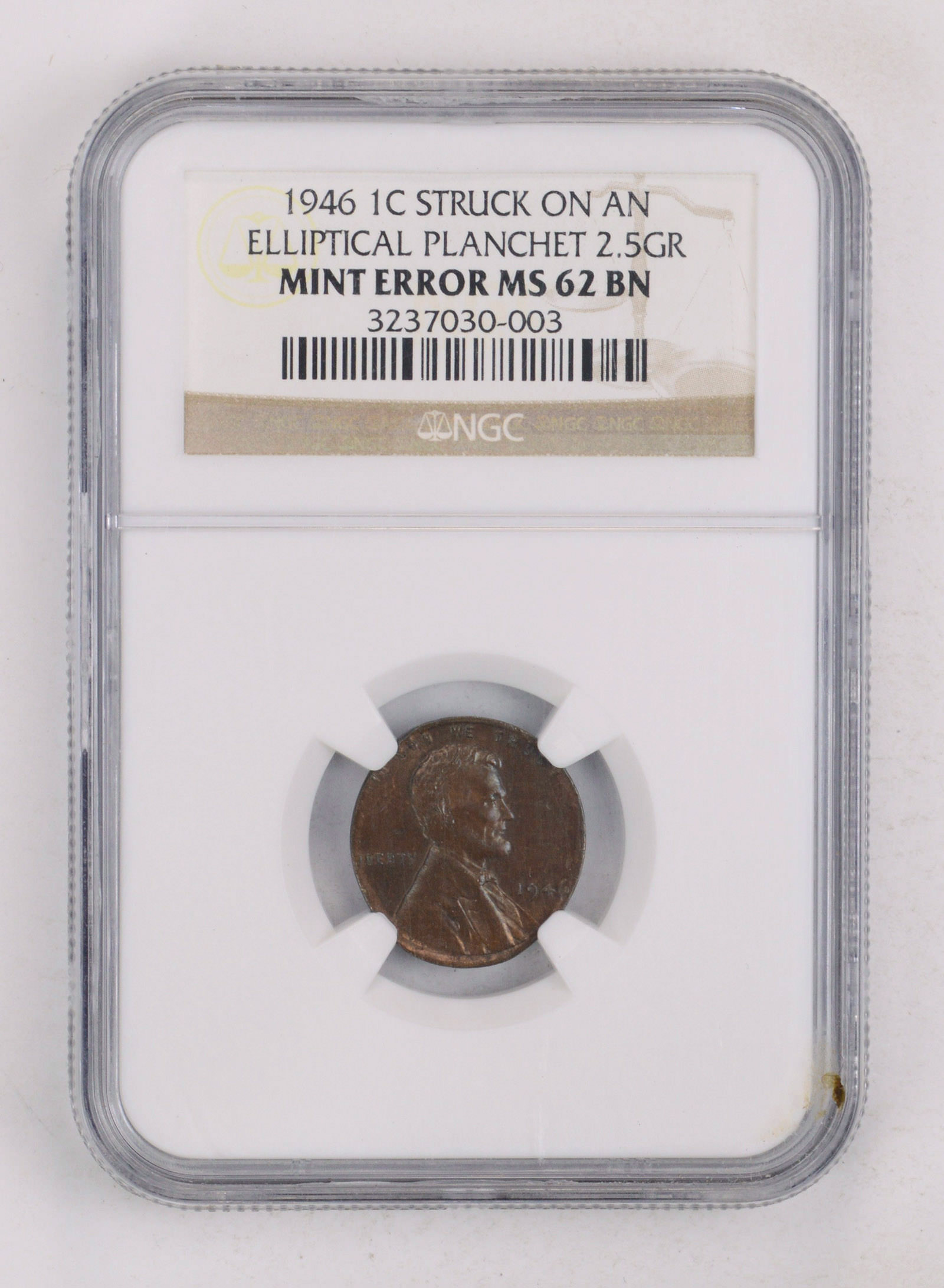 MINT ERROR: Elliptical Planchet MS62BN 1946 Lincoln Wheat Cent - NGC ...