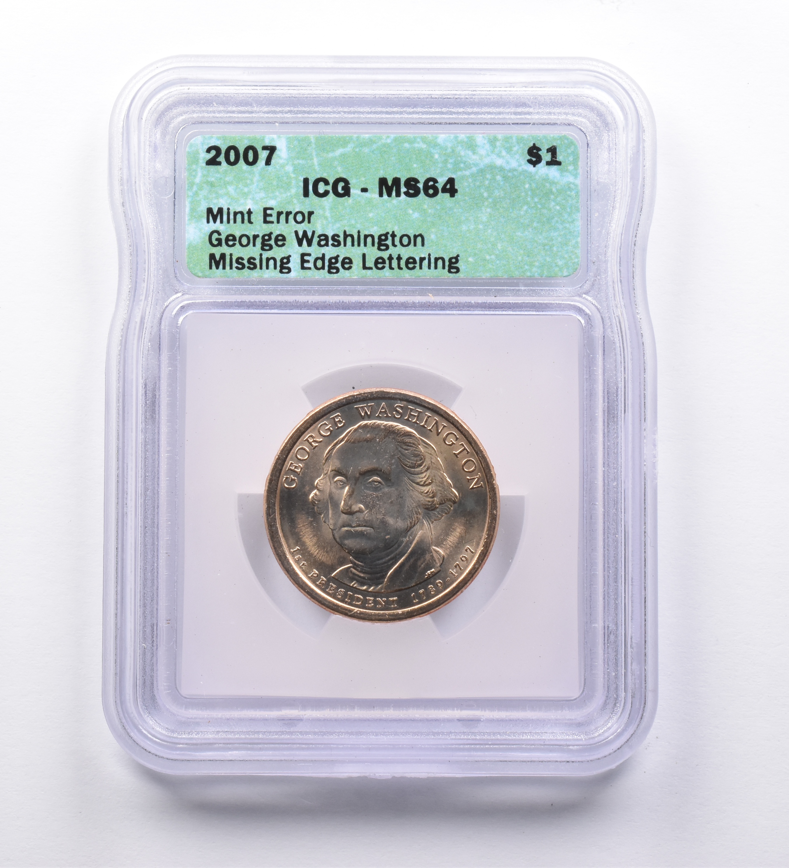 Mint Error MS64 2007 George Washington Dollar Missing Edge Lettering ...