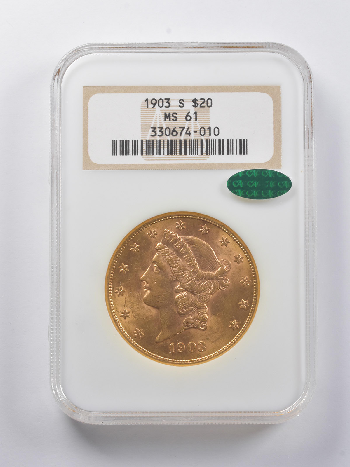MS61 1903-S $20 Liberty Head Gold Double Eagle CAC NGC | Property Room