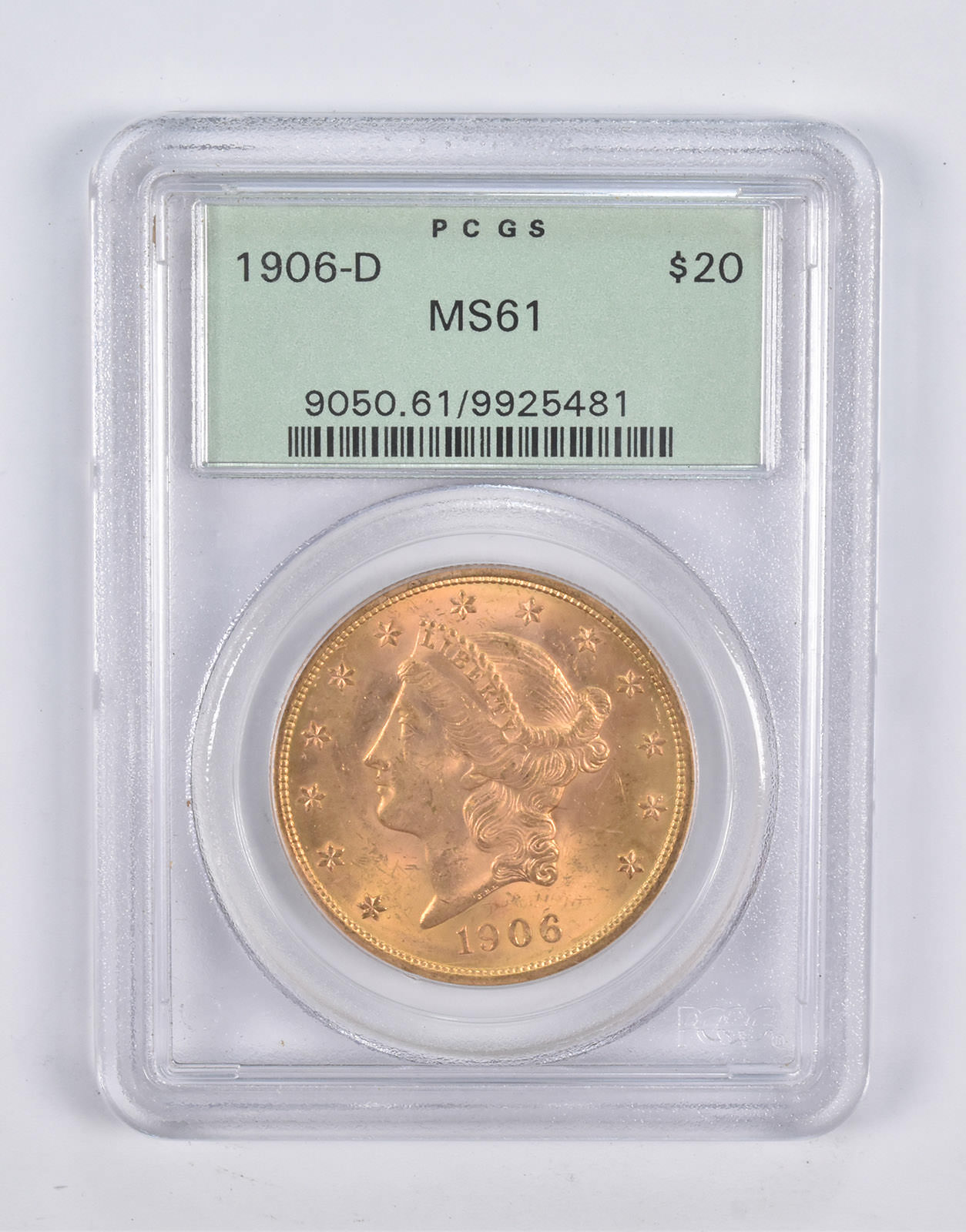 MS61 1906-D $20 Liberty Head Gold Double Eagle PCGS | Property Room