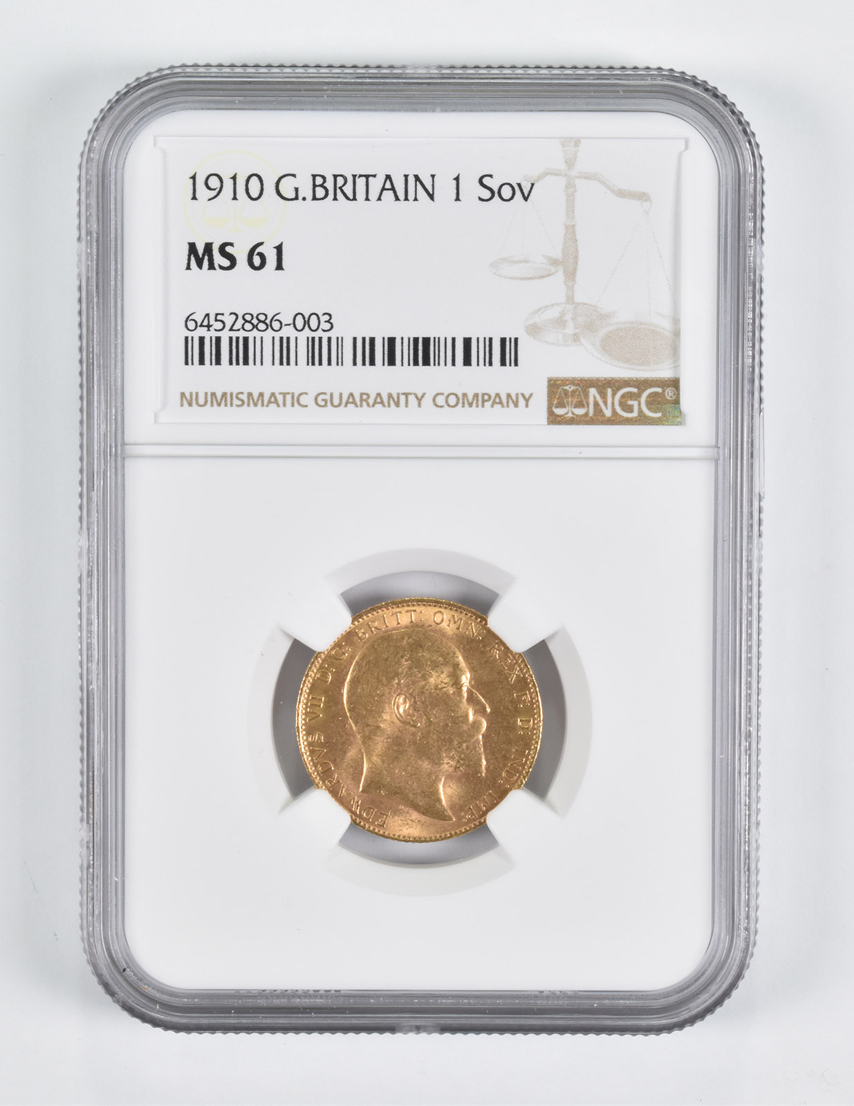 MS61 1910 Great Britain 1 Sovereign Gold Coin NGC | Property Room