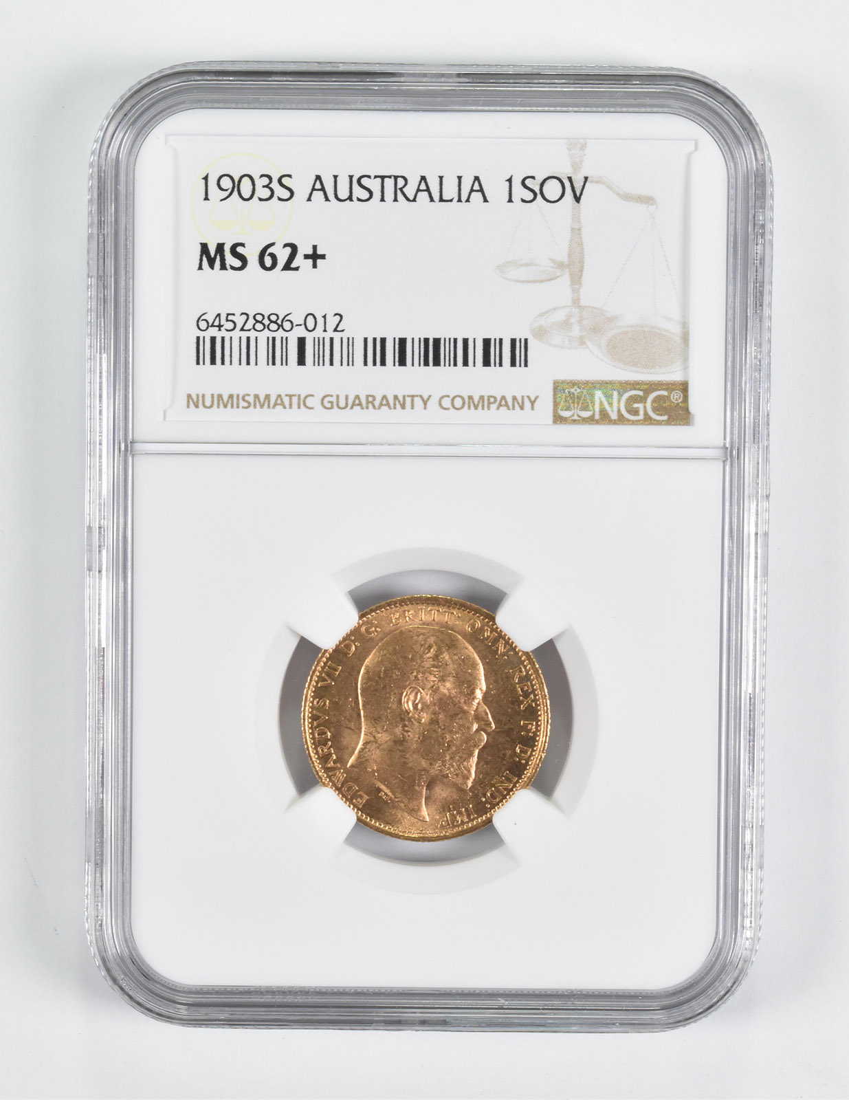 MS62+ 1903-S Australia 1 Sovereign Gold Coin NGC | Property Room