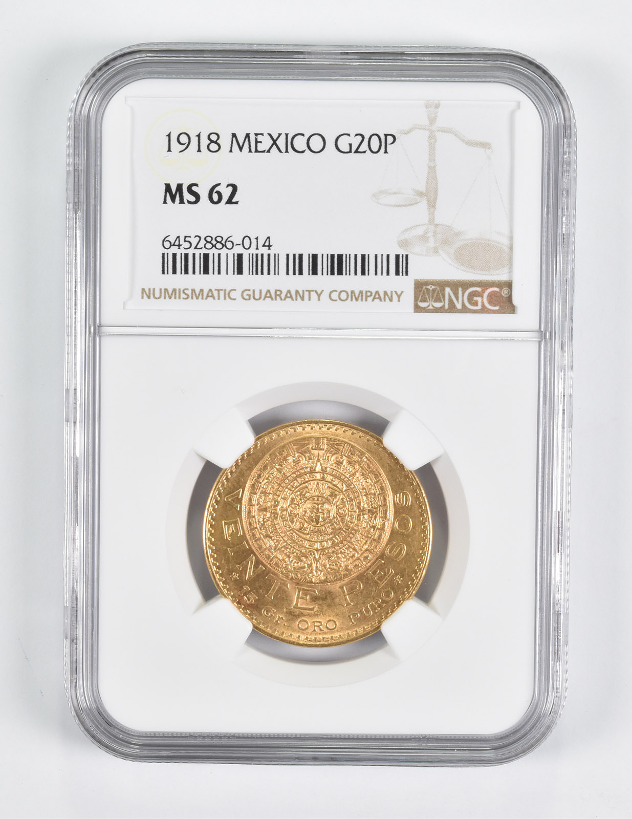 MS62 1918 Mexico 20 Gold Pesos NGC | Property Room