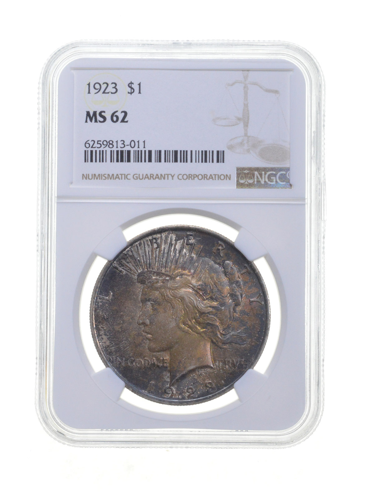 MS62 1923 Peace Silver Dollar - Graded NGC Insane Tone | Property Room