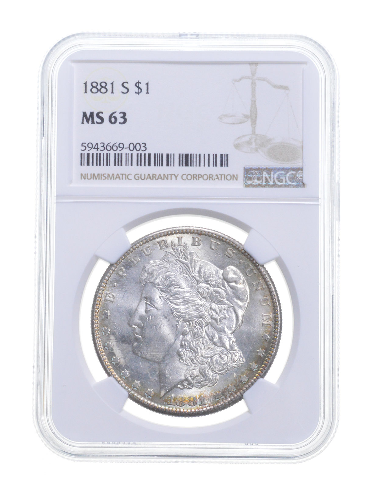 MS63 1881-S Morgan Silver Dollar - Graded NGC | Property Room