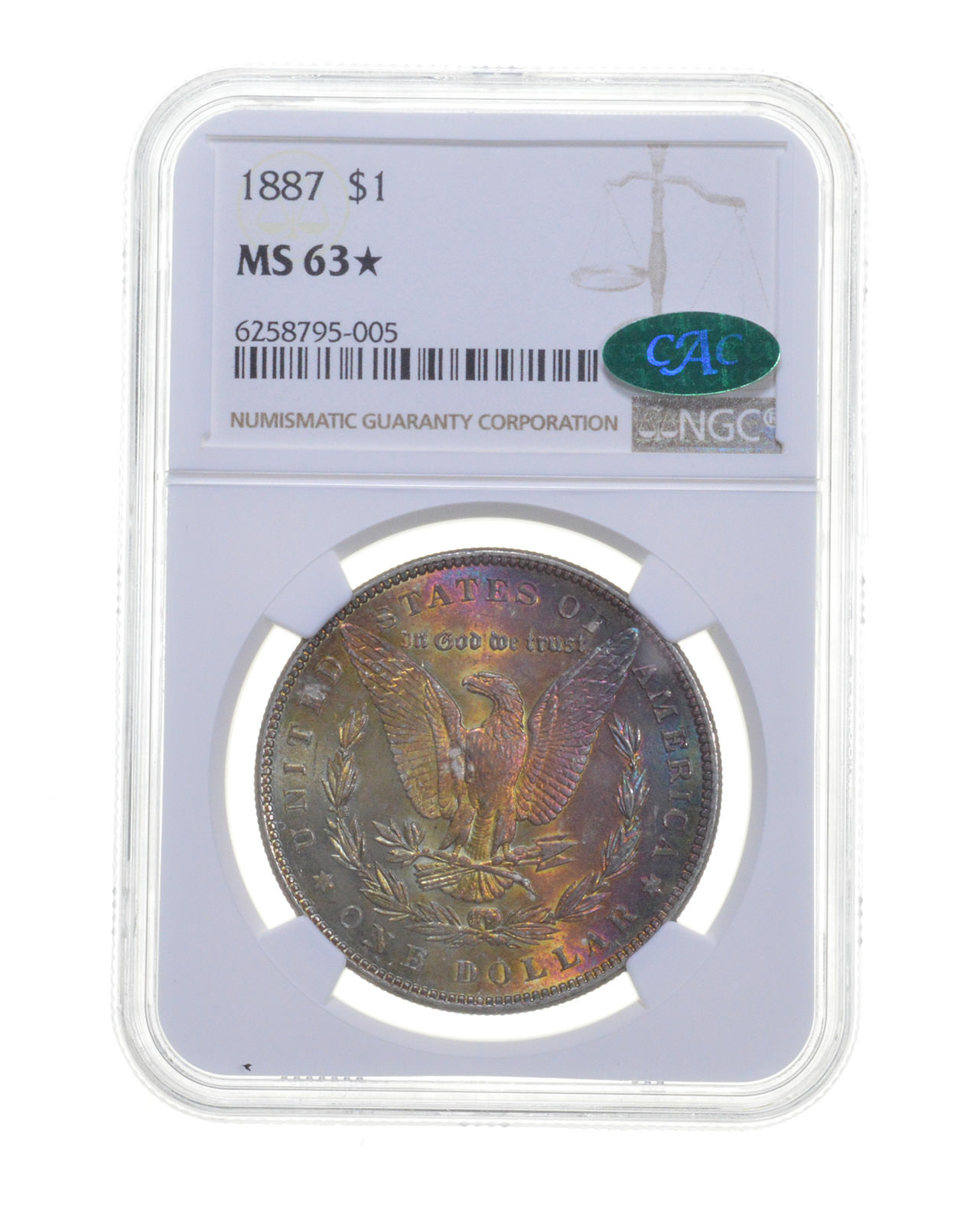 MS63* 1887 Morgan Silver Dollar - CAC - Graded NGC | Property Room