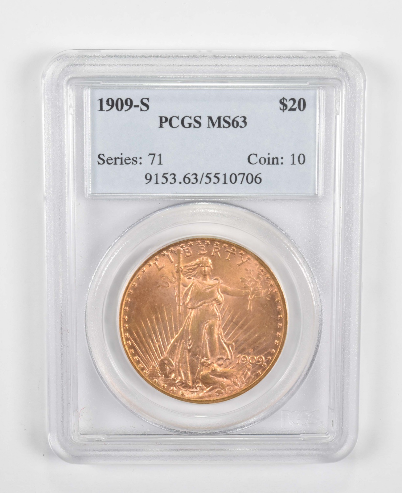 MS63 1909-S Saint-Gaudens Gold Double Eagle - Graded PCGS | Property Room