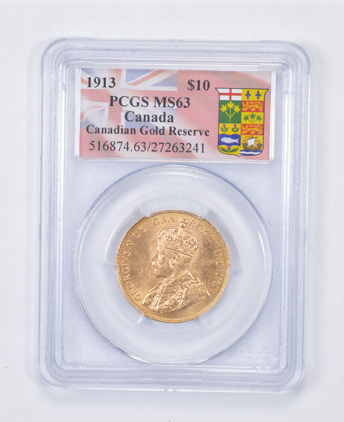 MS63 1913 $10.00 Canada Gold Ten Dollars - Canadian Gold Reserve ...