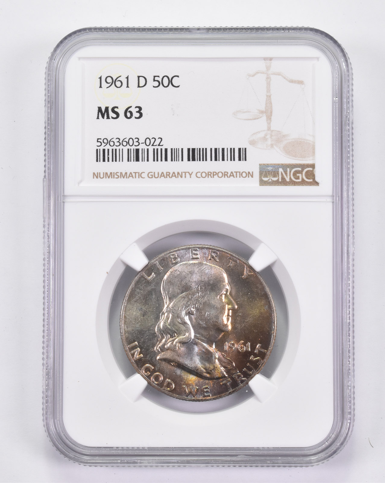 MS63 1961-D Franklin Half Dollar - Graded NGC AMAZING Tone | Property Room