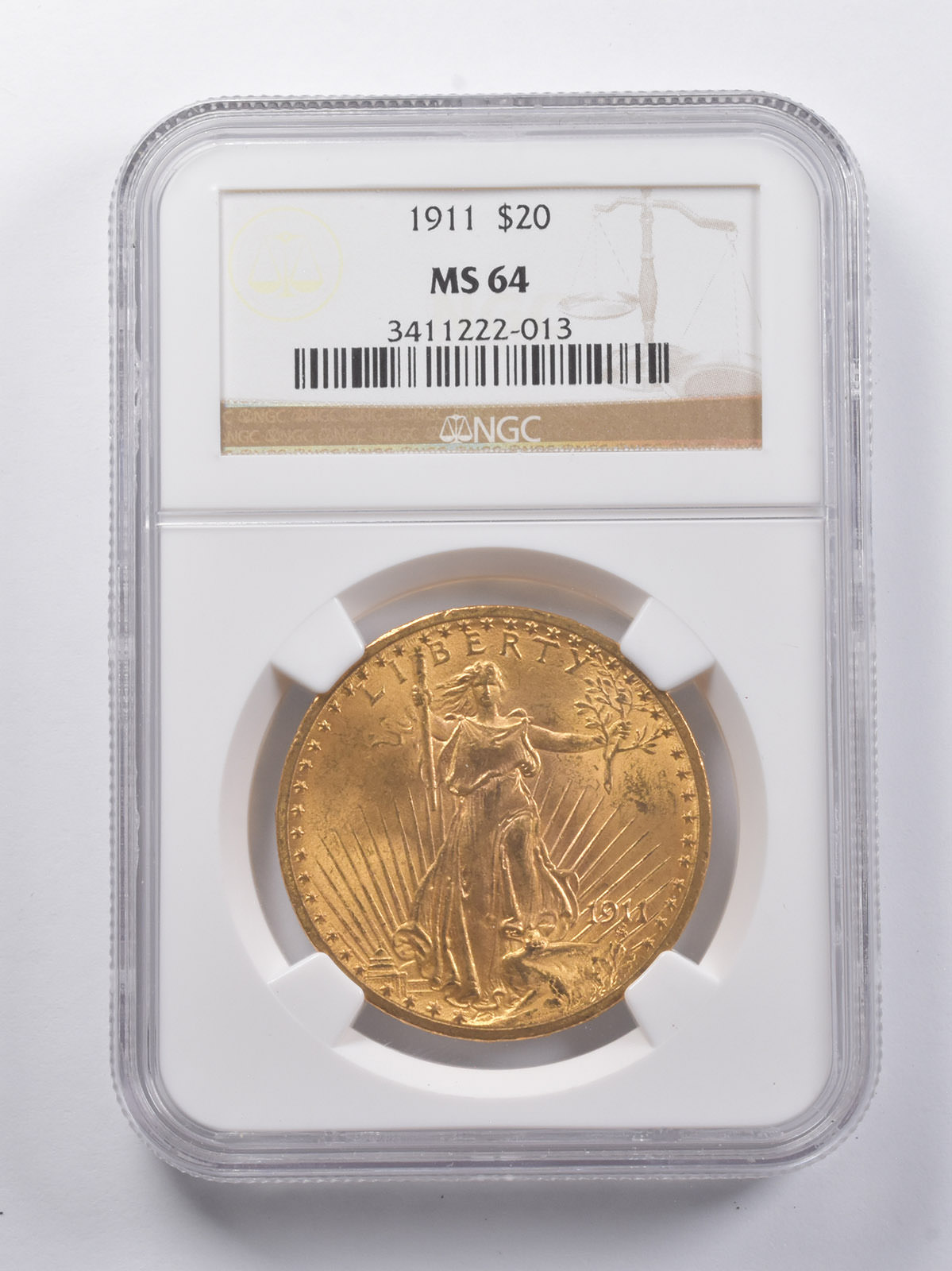 MS64 1911 $20 Saint-Gaudens Gold Double Eagle NGC | Property Room