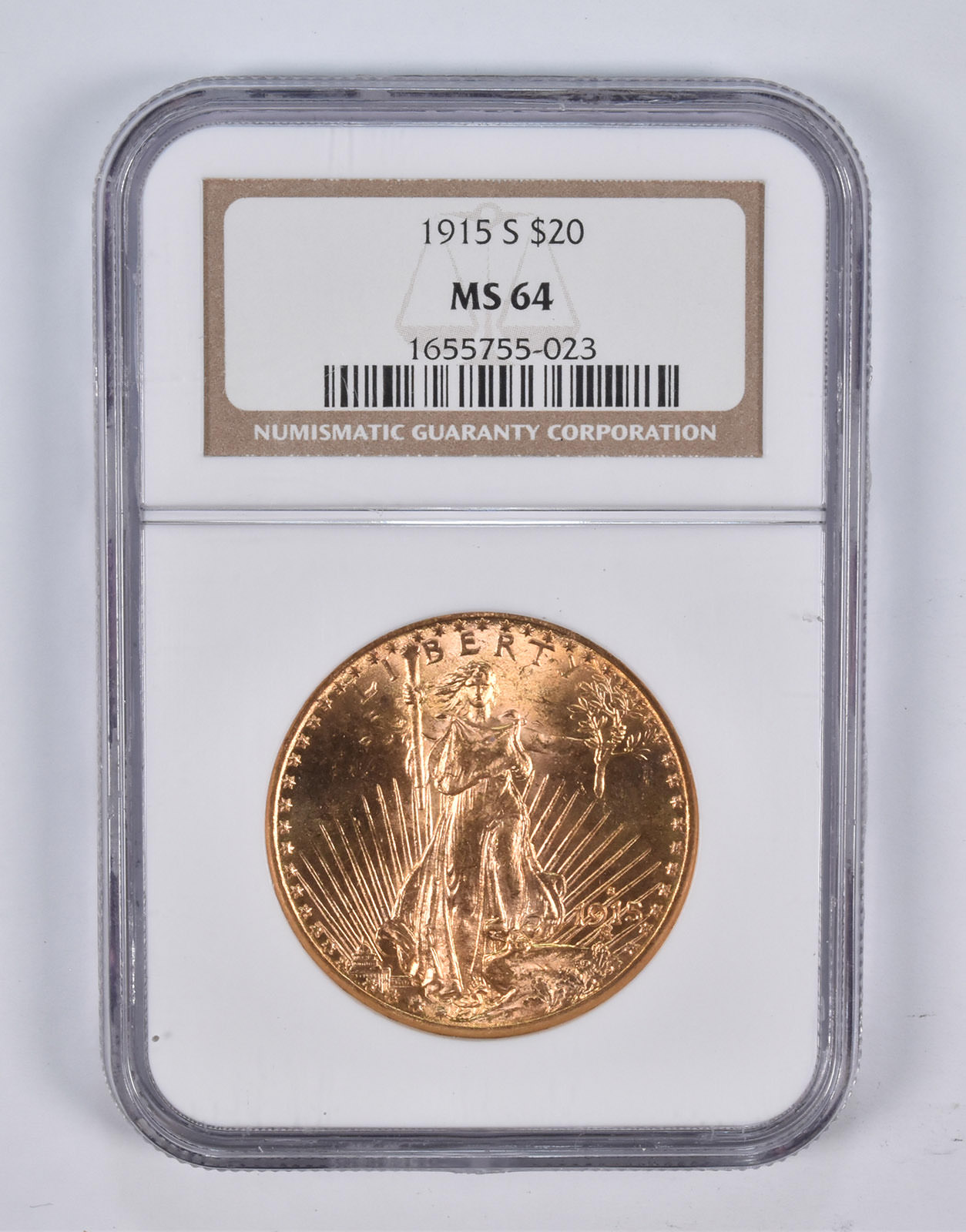 MS64 1915-S $20 Saint-Gaudens Gold Double Eagle NGC | Property Room