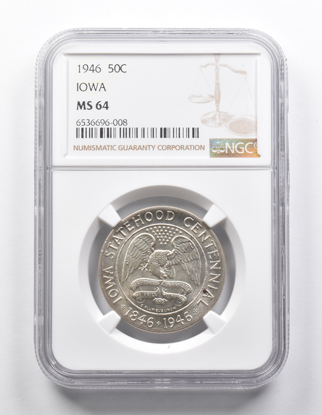 MS64 1946 State Of Iowa Centennial Commemorative Half Dollar - Graded ...