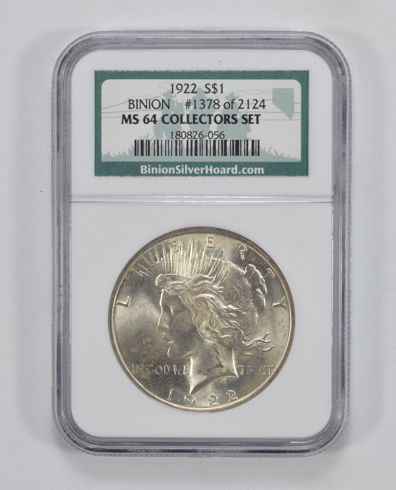 MS64 Collector's Set 1922 Peace Silver Dollar - Binion Silver Hoard ...