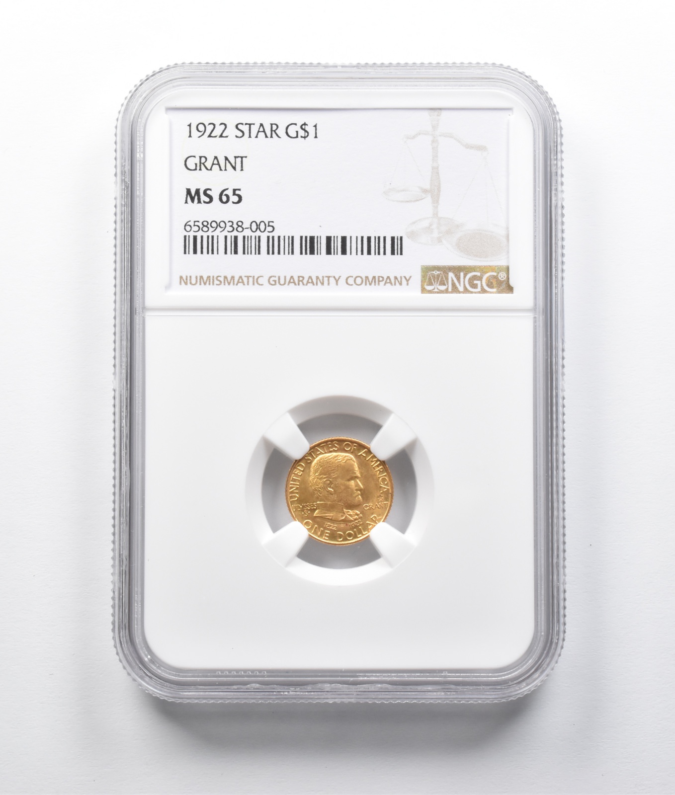 MS65 1922 $1 Grant Commemorative Gold Coin Star NGC | Property Room