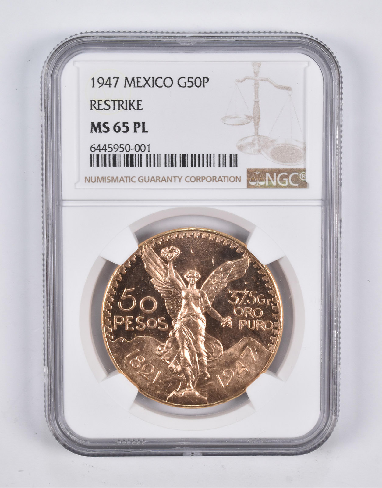 MS65 PL 1947 Mexico 50 Pesos Gold Restrike NGC | Property Room