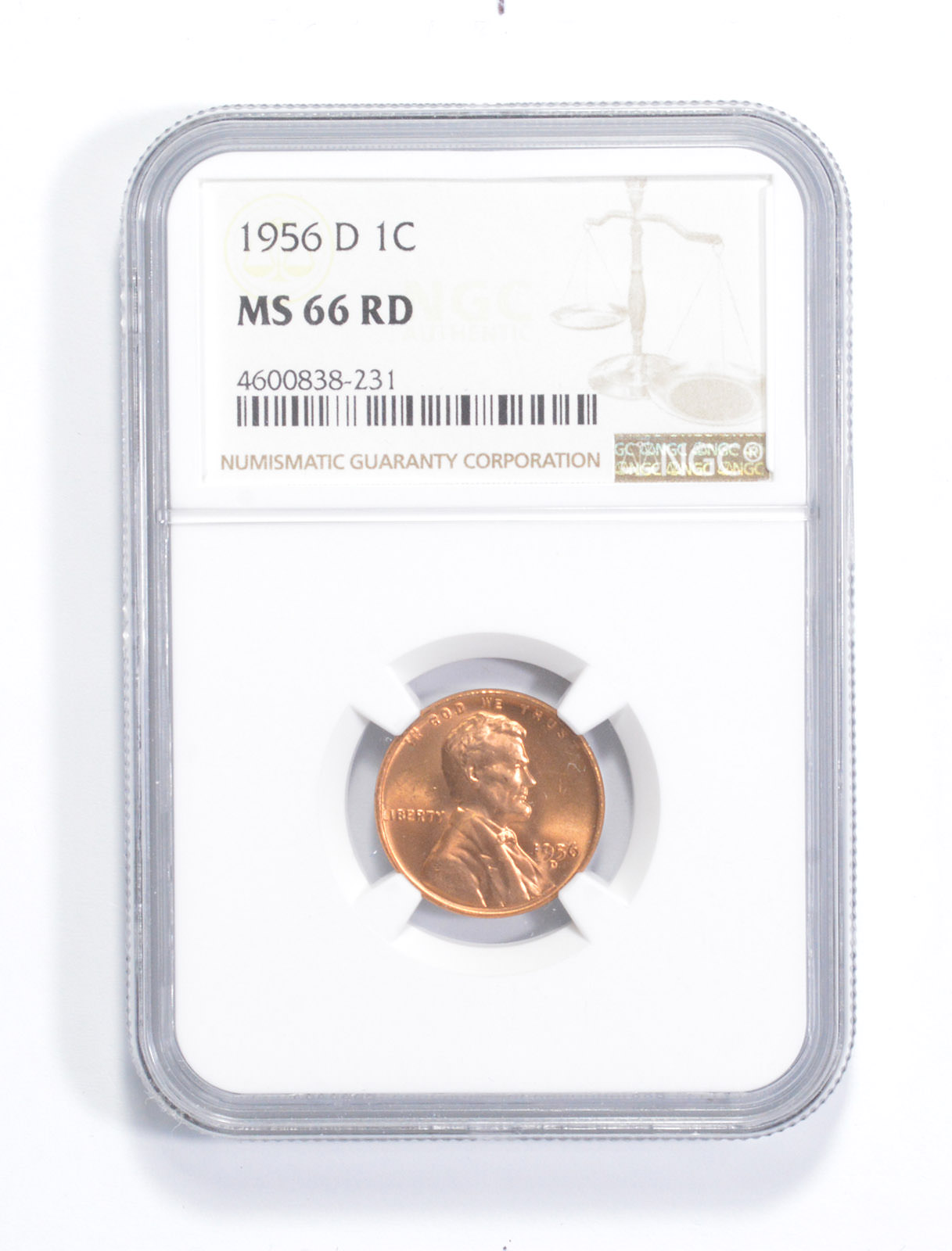MS66 RD 1956-D - Lincoln Wheat Cent - NGC Graded - Cherry Red - Fresh! | Property Room