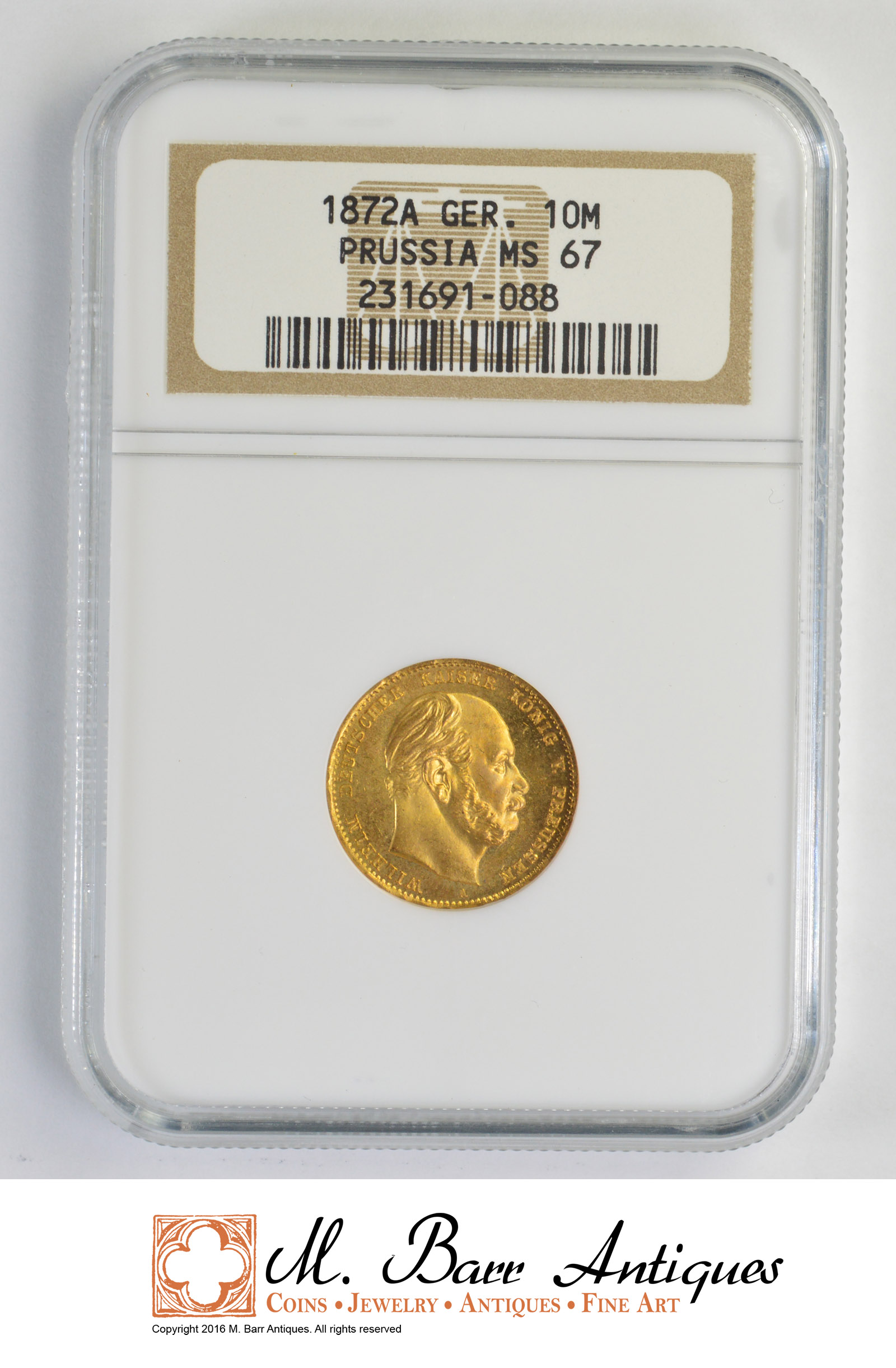 MS67 1872-A German States-Prussia Gold Gold 10 Marks - Graded NGC ...