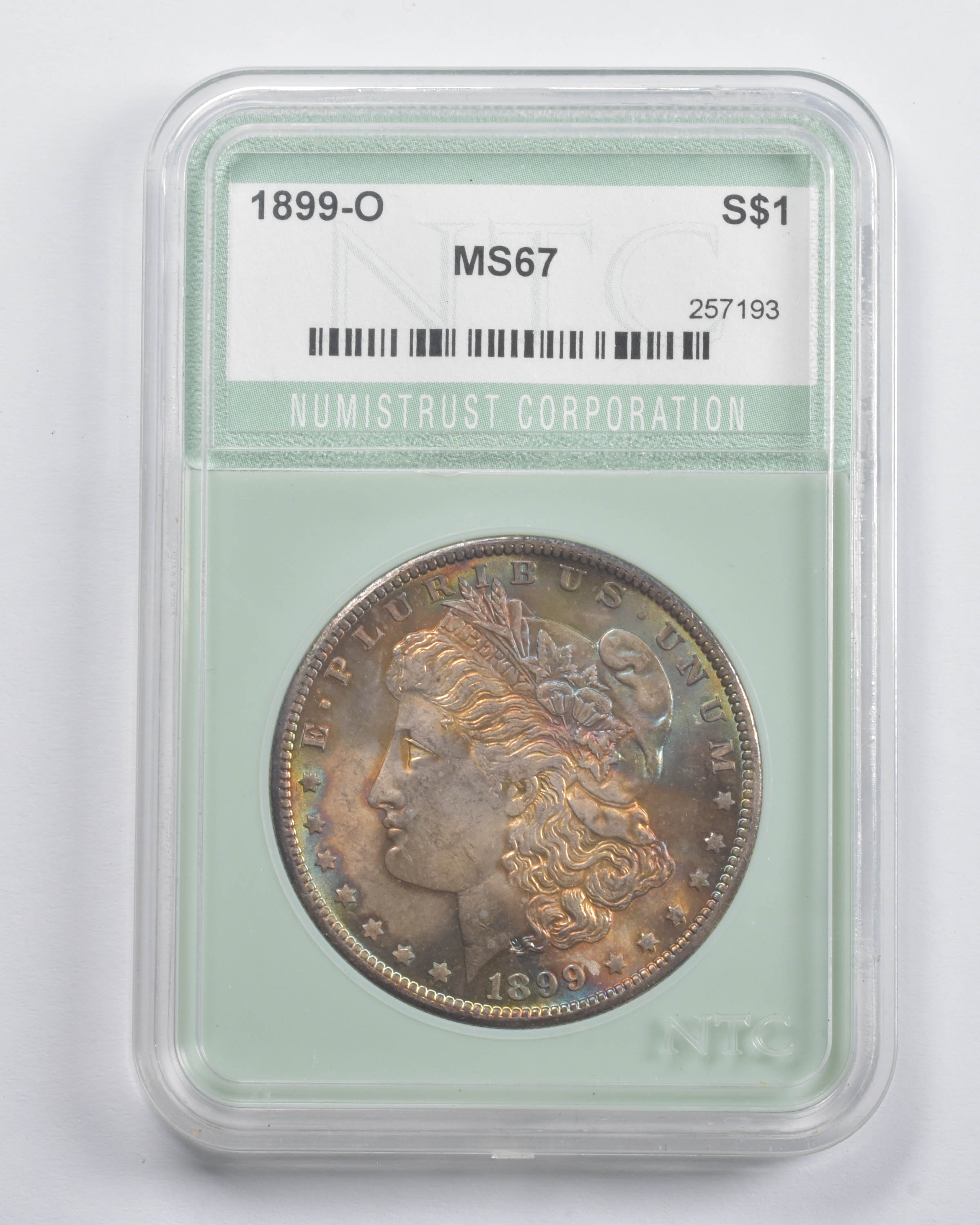 MS67 1899-O Morgan Silver Dollar NTC - Insane Color | Property Room