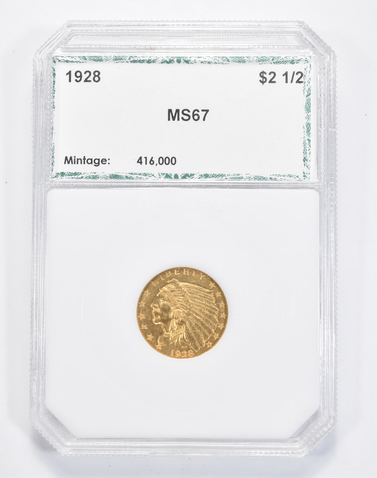 MS67 1928 $2.50 Indian Head Gold Quarter Eagle - Graded PCI | Property Room
