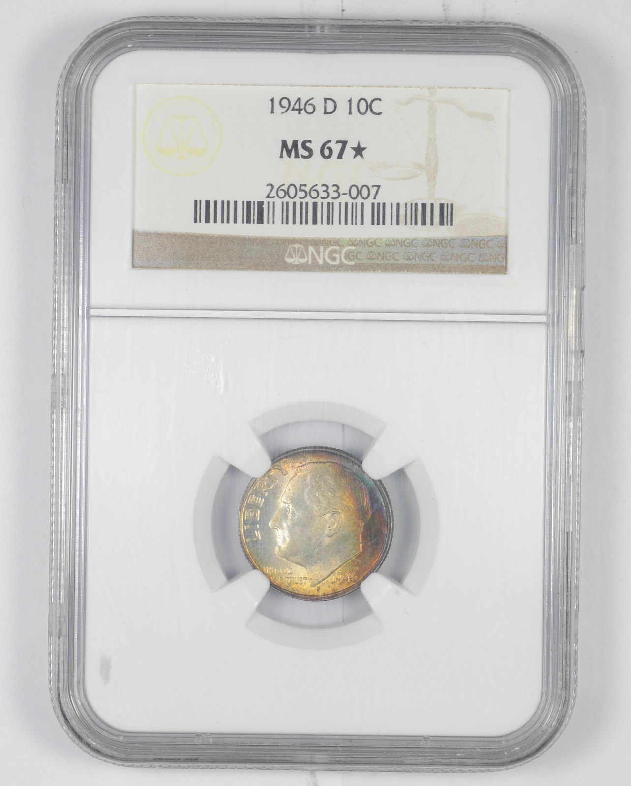 MS67* 1946-D Roosevelt Dime - Star Grade - Toned - Graded NGC ...