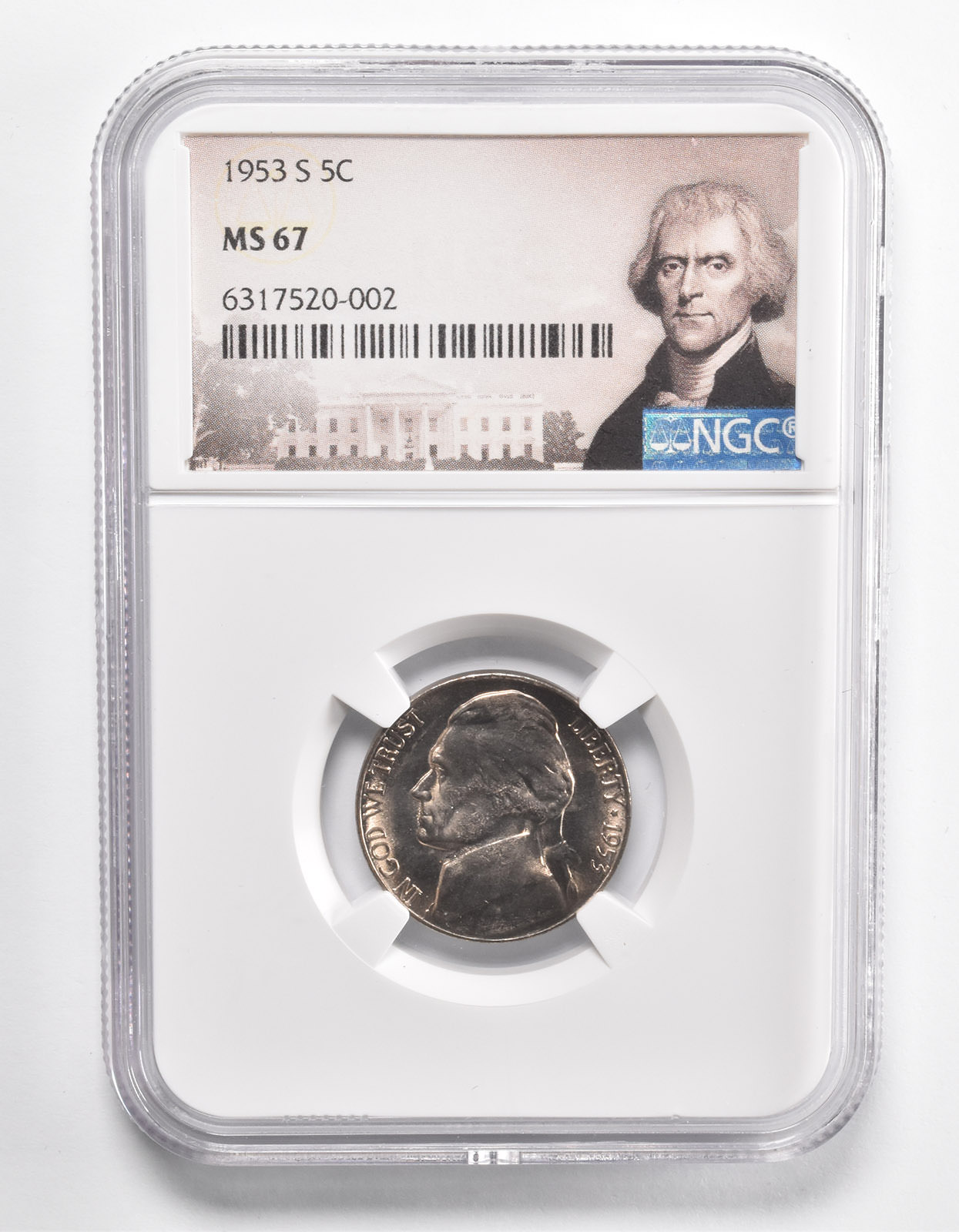 MS67 1953-S Jefferson Nickel - Graded NGC | Property Room