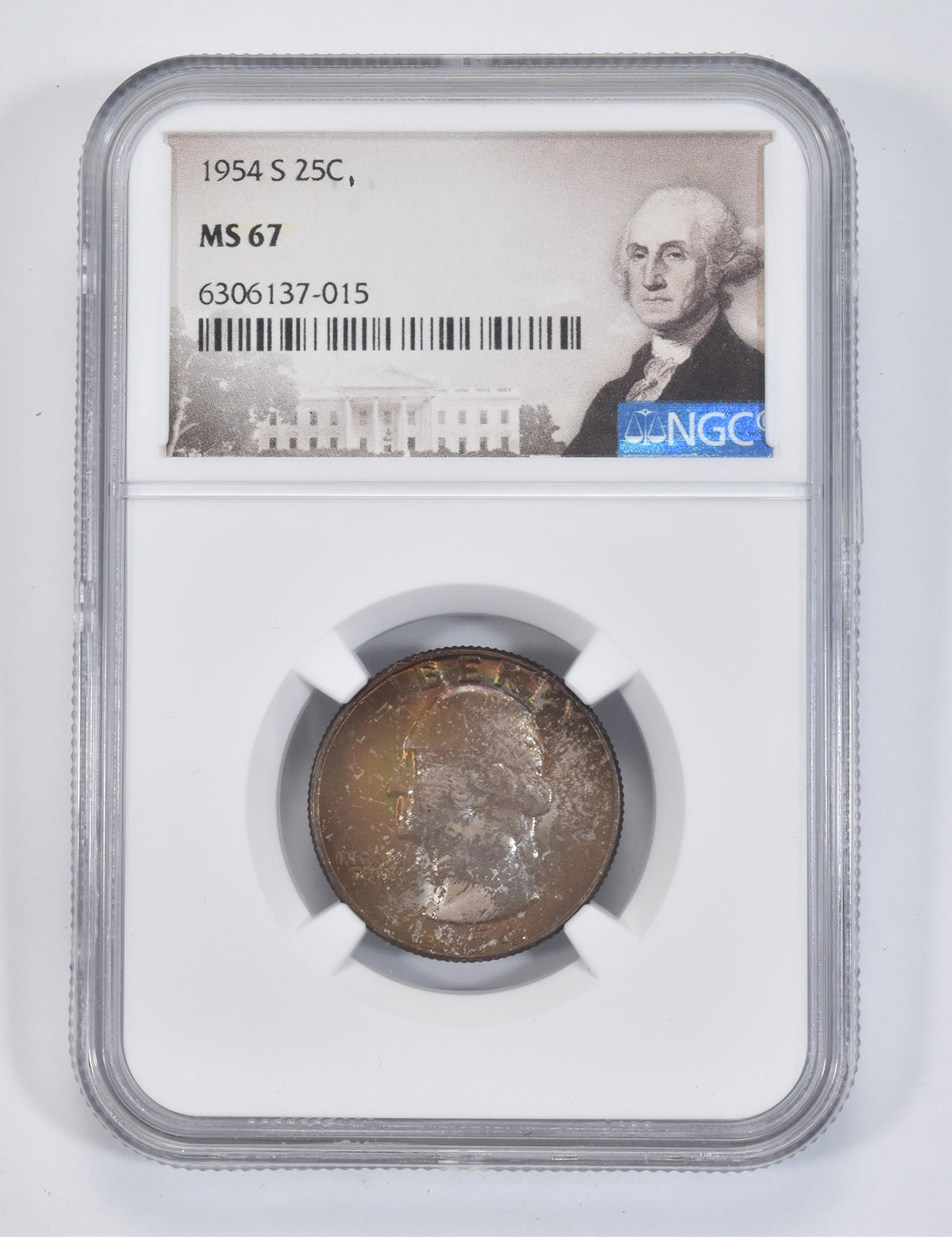 MS67 1954-S Washington Quarter - Graded NGC Original Tone | Property Room