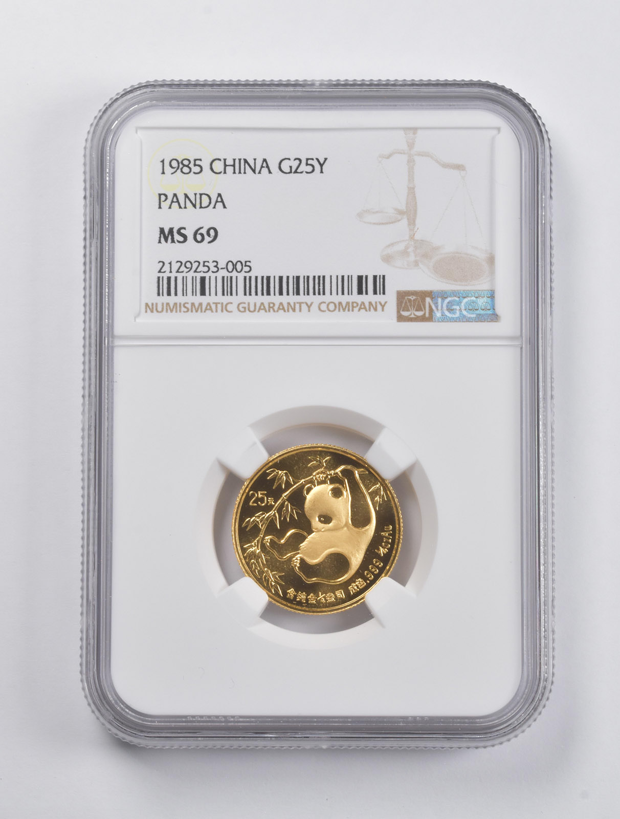 MS69 1985 China 25 Yuan Gold Panda 1/4 Oz. .999 Fine Gold NGC ...