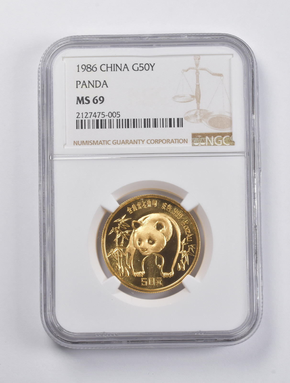 MS69 1986 China 50 Yuan Gold Panda 1/2 Oz. .999 Fine Gold NGC ...