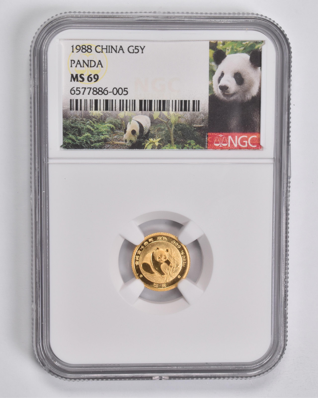MS69 1988 China 5 Yuan 1/20 Oz. .999 Fine Gold Panda NGC | Property Room