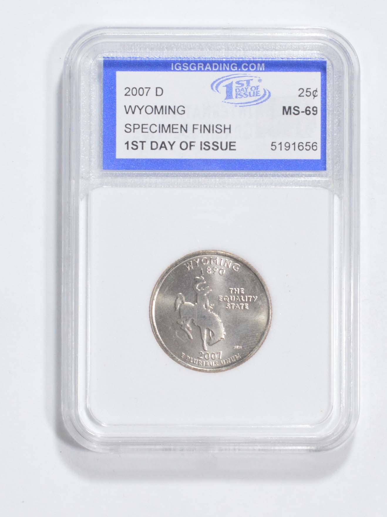 MS69 2007-D Wyoming State Quarter Specimen Finish First Day Issue ...